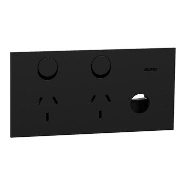 Clipsal Solis Double Powerpoint Zen Black — TEDS Lights, Fans & Home ...