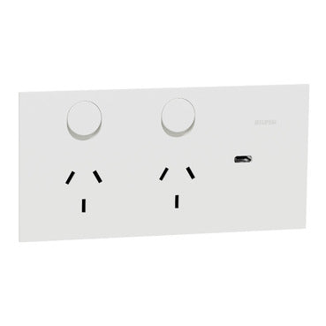 Clipsal Solis Double Powerpoint Zen White | Clipsal Solis USBC — TEDS ...